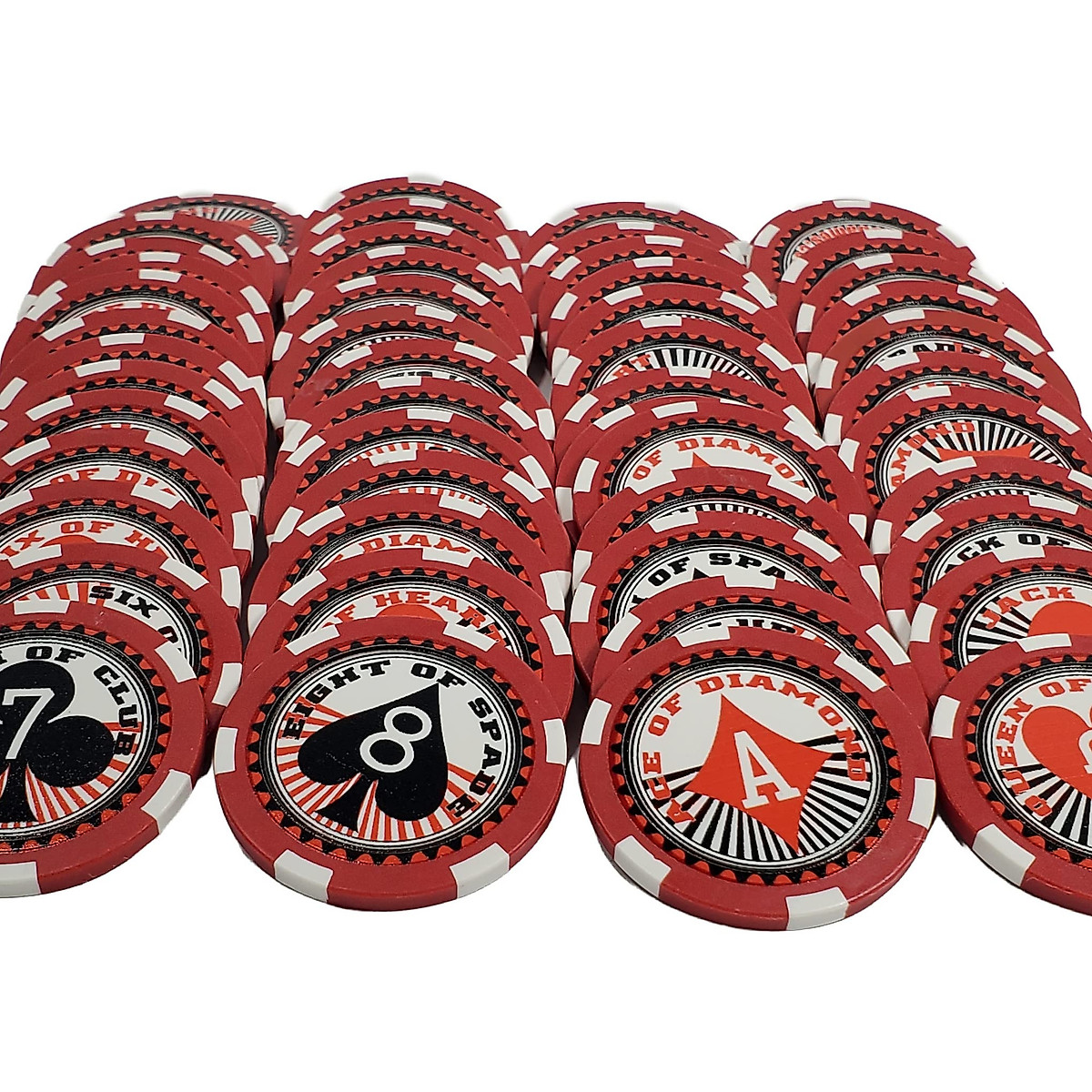 Poker Chip Cardians with Playing Cards Printed on Them - Perfect for Poker Runs - Includes Standard 52 Cards with 2 wilds & 1 Double Back