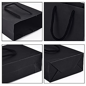 Szehap Black Gift Bags with Handles, 50 Pack Small Black Paper Bags Bulk, 5 x 2.4 x 7.4’’ Kraft Paper Bags