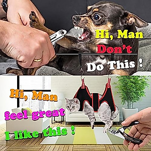 ATO-DJCX Cat Grooming Hammock Harness for Small Dogs,Pet Hammock Restraint Bag with Nail Clippers Trimmer,Nail File,Dog Grooming Sling for Trimming Nail and Ear/Eye Care(XS Size,6.5")