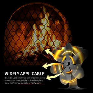 Leepesx Wood Stove Fan, Fireplace Fan Heat Powered Stove Fan Black 6 Blades Quiet Fireplace Fan Efficient Heat Distribution Stove Fan,Wood Stove Accessories