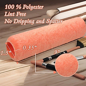 King Origin Paint Roller Covers, 18 Pack, 9 Inch Paint Roller, 3/8 Nap High Dense Roller Covers for Smooth and Textured Rough Surfaces