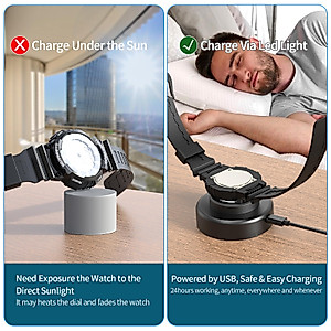 ECEEN Solar Watch Charger, 8 Hours Timing Off with Men, Women & Square 3 Caps, LED UV Light Charge Eco Driver Watches Compatible Casio/Tough/Protrek/Seiko/Citizen/Garmin/Timex/Bering/FANMIS (Black)