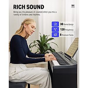 Donner DEP-10 Digital Piano 88 Key Semi-Weighted, Full-Size Electric Piano Portable Keyboard for Beginners, with Furniture Stand, Triple Pedals, Power Supply
