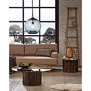 CASAMOTION Pendant Light fixtures Entryway Ceiling Hanging Glass Pendant Lighting Over Dining Room Table Modern Farmhouse Marble Blue Globe Shade lamp Kitchen Island 13" H