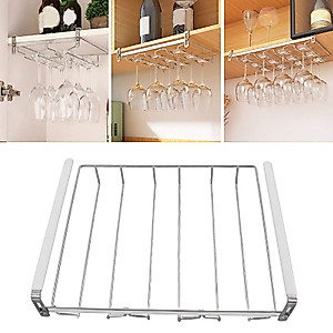 Tnfeeon Wine Glass Rack Under Cabinet Stemware Wine Glass Holder Glasses Storage Hanger Metal 304 Stainless Steel Hanger Storage Shelf for RV Mini Bar Kitchen Storage
