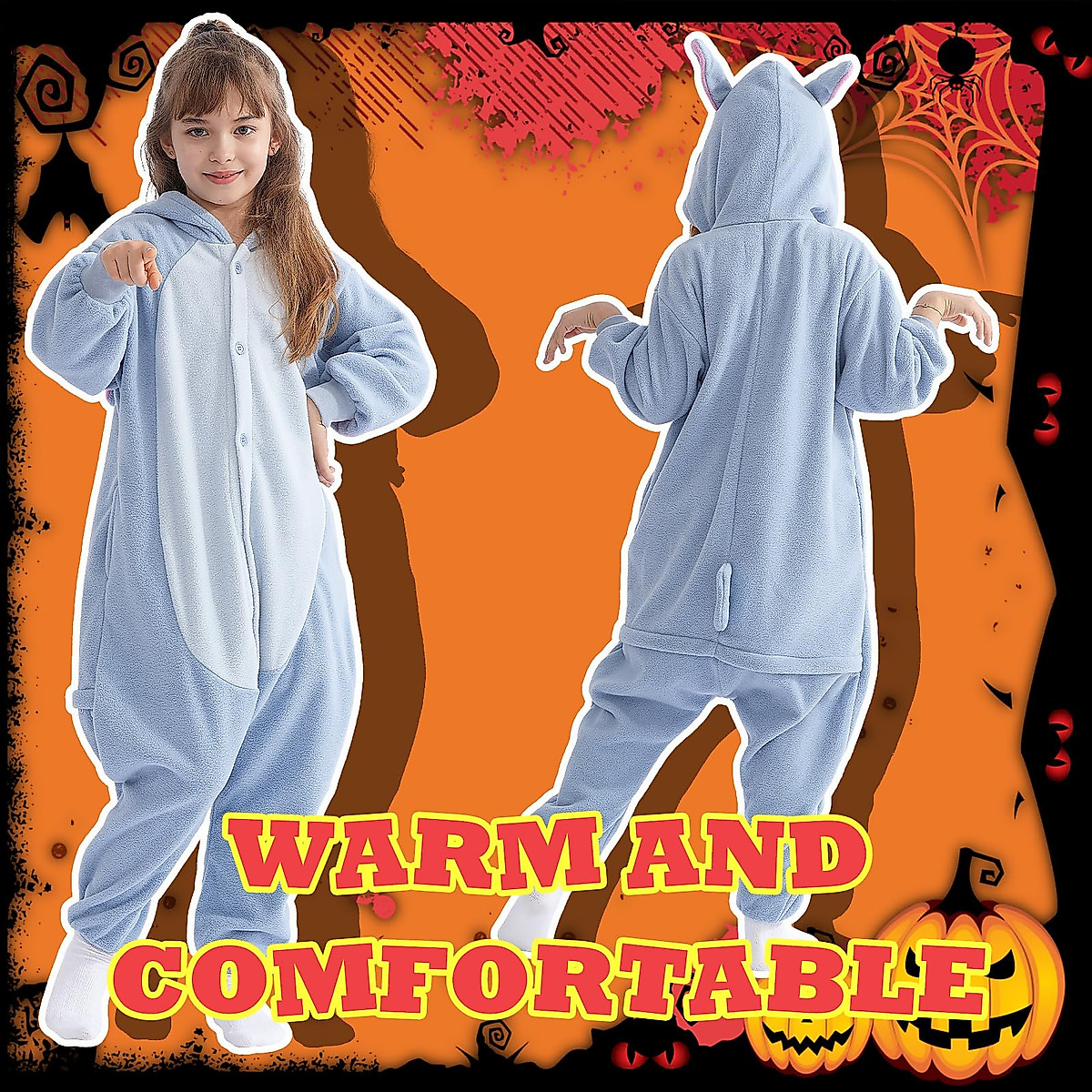 Beauty Shine Onesie Cartoon Animal Costume One Piece Pajamas Cosplay Halloween Christmas Sleepwear Jumpsuit Homewear (US, Age, 8 Years, Stitch)