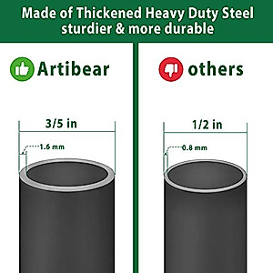 Artibear Adjustable Outdoor Shepherd Hook Stand with 5 Prong Base, 108 Inches Tall 3/5 in Thick, Shiny Black (1 Packs)