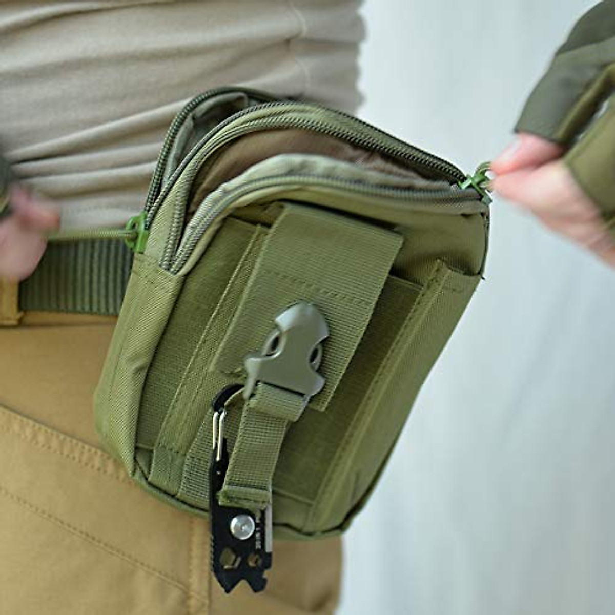 Military Tactical Hat Bundle: 20-in-1 Tool, Operator Cap with Embroidered Morale Patches (Velcro), and Pouch for Airsoft/Paintball - [CIA Desert Ops]