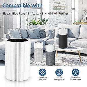 Blue Pure 411 Replacement Filte-r Compatible with Blueair Blue Pure 411 Genuine, 411+, 411 Auto and Mini Air Purifie-r, Include 3 Particle and 3 Activated Carbon