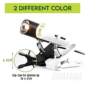 Wagooly Reptile Heat Lamp Fixture - Reptile Heater Turtle Lamp W/ Heat Bulb, Temperature Switch Reptile Basking Light, Heat Light for Gecko Bearded Dragon Terrarium & Aquarium - Heat Clamp Lamp (25)