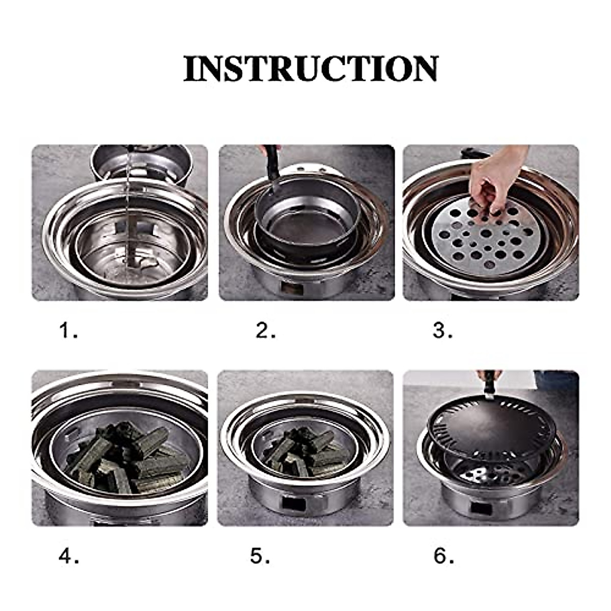 15.7 inch BBQ Charcoal Grill, Round Barbecue Grill Household Smokeless Carbon Grill Charcoal Hot Pot Barbecue Grill Pot Indoor/Outdoor Grill BBQ for Camping Picnic Party