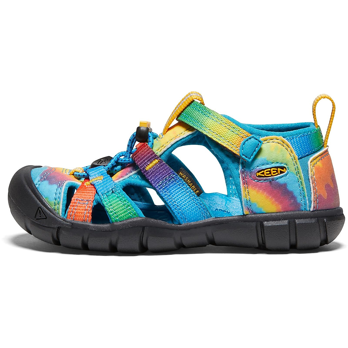 KEEN Seacamp 2 CNX Closed Toe Sandals, Vivid Blue/Original Tie Dye, 3 US Unisex Big Kid