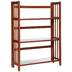 Casual Home 3-Shelf Folding Stackable Bookcase (27.5" Wide)-Mahagony