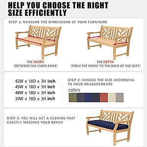 Favoyard Outdoor Bench Cushion 59 x 18 Inch Waterproof Patio Furniture Cushions 3-Year Color Fastness Garden Sofa Settee Couch Swing Pads with Handle and Adjustable Straps, Blue