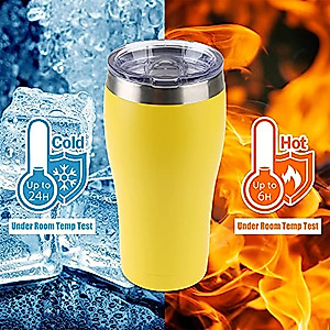 TAHOE TRAILS 20 oz Insulated Stainless Steel Tumbler with Slider Lid, Vacuum Insulated Double Wall Coffee Travel Mug Cup, Great for Cold or Hot Drinks, Yellow