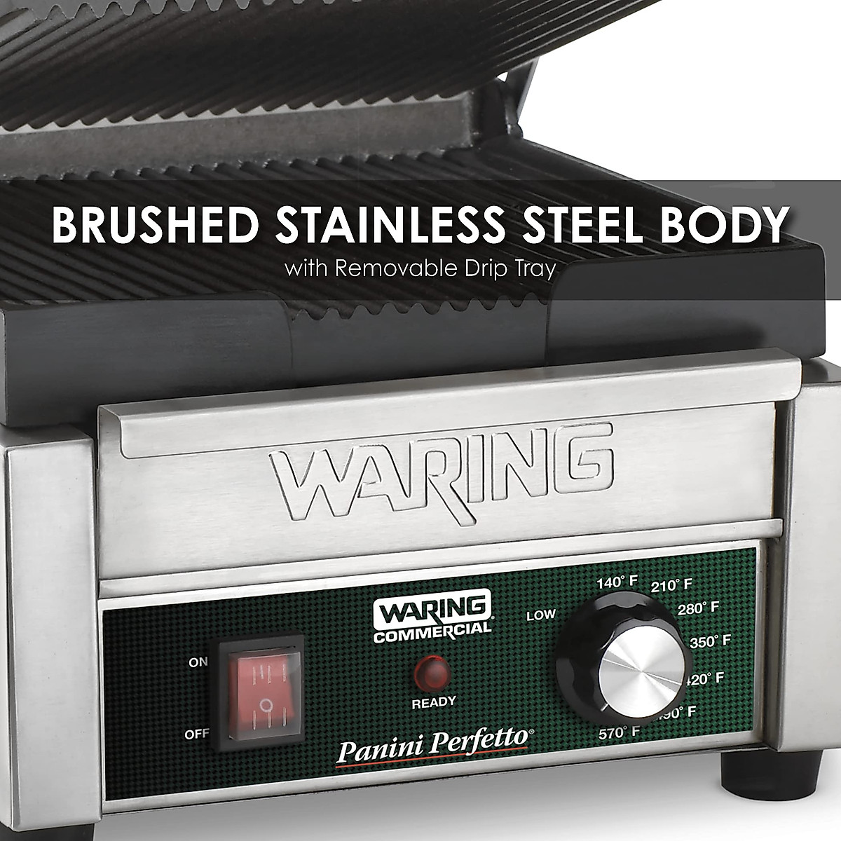 Waring Commercial WPG150B Compact Italian-Style Panini Grill, 208-volt