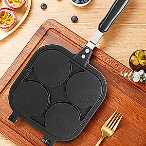 4 Cup Egg Frying Pan, Lovely Cartoon Breakfast Non Stick Frying Pan Aluminium Alloy Cookware Suitable For Gas Stove Breakfast Egg Double Sided Pancake Pans With Designs