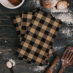 PIEPLE Retro Country Star Kitchen Towels - 2 Pack Microfiber Absorbent Dish Towels for Kitchen, Brown Black Buffalo Plaid Farmhouse Kitchen Hand Towels/Tea Towels/Bar Towels 18"x28"