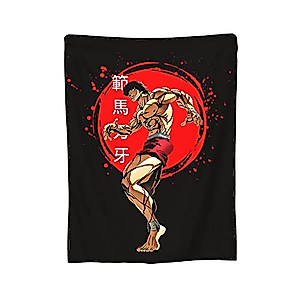 Anime Baki The Grappler Blanket Tapestry Sofa Office Bedroom Throw Blankets Super Soft Cozy Microfiber Blanket Bedding 60"X50"