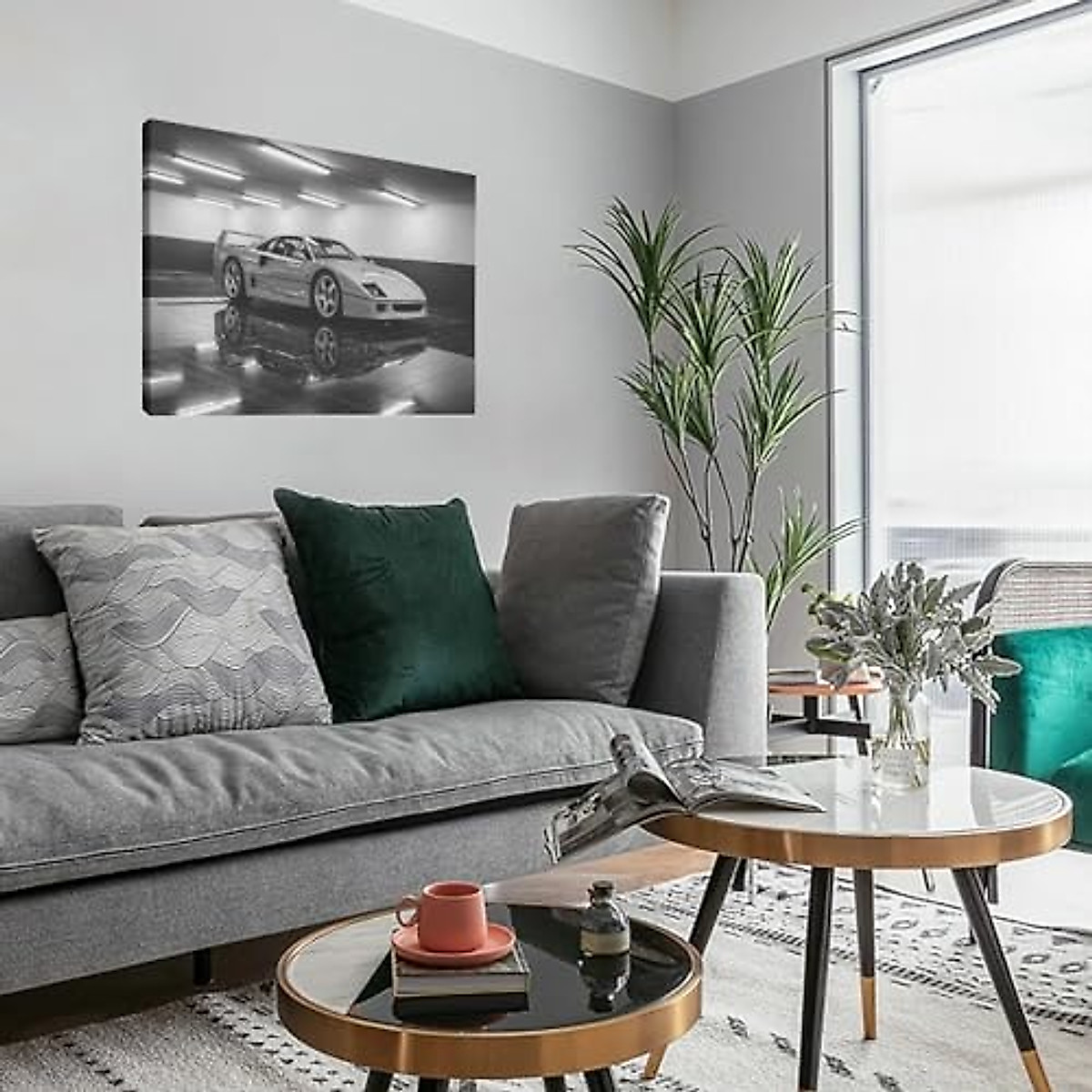 Car Poster Ferrari F40 Supercar Posters Racing Car Canvas Wall Art For Boy's Bedroom SuperCar Wall Decor Frame-style 30x20inch(75x50cm)