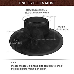 Komorebi Kentucky Derby Hats for Women Organza Fascinator Hats Tea Party Hats Bridal Church Wedding Headwear Black One Size