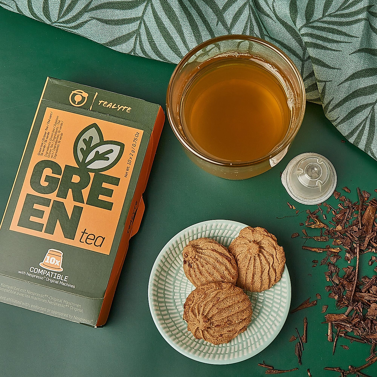 TEALYTE 50 Green Tea Pods I Nespresso compatible Tea Pods - I Compatible with Original Line Nespresso Machines I 5 packs