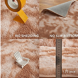 Arbosofe Area Rugs for Living Room Bedroom, 8X10 ft Beige Fluffy Fuzzy Shag Small Carpet Soft Plush Furry Clearance Rug, Cute Rugs for Nursery, Playroom, Kids and Girls Room