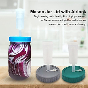 1PCS Mason Jar Lid with Airlock,Pickle Lid Mason Jar Airlock Lid Wide Mouth Pickle Lid for Home Kimchi Kit(Green)