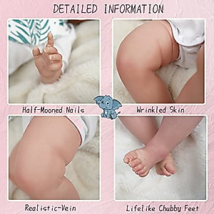 Miaio Reborn Baby Dolls, Reborn Dolls Girl17 Inch, Handmade Realistic Baby Doll Newborn Lifelike Dolls in Soft Vinyl and Weightd Body for Boy, Girl, Mother, Birthday Gifts, Weddings-A