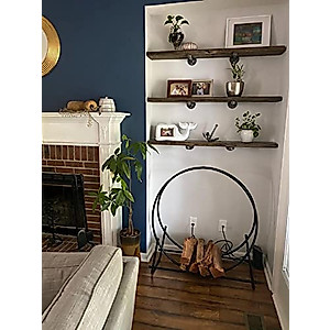 Goplus 41 Inch Firewood Log Hoop, Tubular Steel Log Holder, Heavy Duty Wood Storage Rack for Outdoor & Indoor, Fireplace Pit