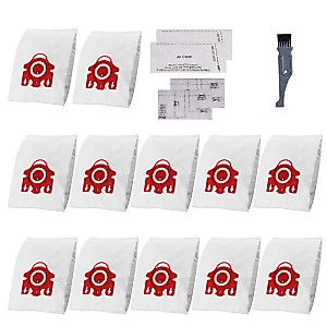 I-clean Replacement FJM Vacuum Bags 12PCS, AirClean 3D Efficiency Vacuum Cleaner Dust Bags With 2 Motor Protection Filters & AirClean Filte