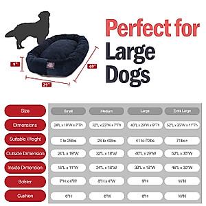 Majestic Pet 40 Inch Micro Velvet Calming Dog Bed Washable – Cozy Soft Round Dog Bed with Spine for Head Support - Fluffy Donut Dog Bed 40x29x9 (inch) – Round Pet Bed Large – Navy