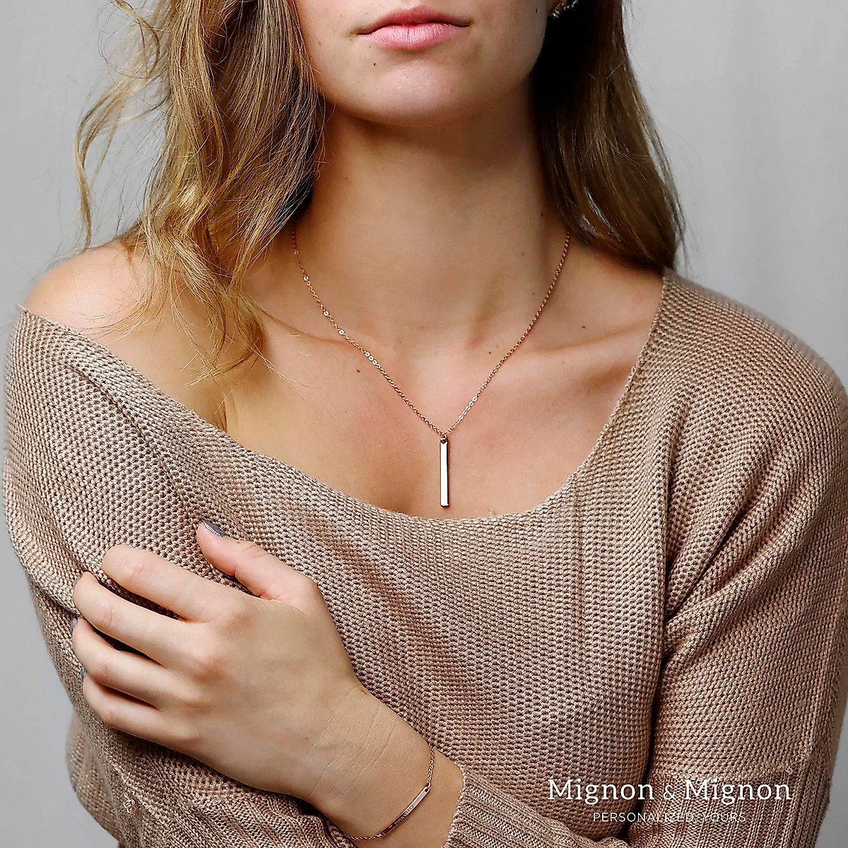 MignonandMignon Coordinates Necklace Pendant Necklace Latitude and Longitude Lat Long Personalized Bridesmaid Jewelry Christmas Gift Gift for Her - 6N (Silver)