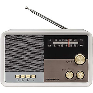 Crosley CR3036D-WS Tribute Vintage AM/FM Bluetooth Radio, White Sand