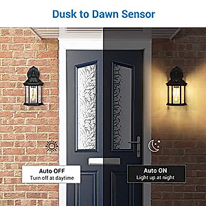 DEWENWILS 2 Pack Dusk to Dawn Outdoor Wall Lantern, Matte Black Outdoor Wall Light Exterior Light Fixture Wall Mount, Weatherproof Porch Light Wall Sconce Lamp for Garage Doorway Backyard