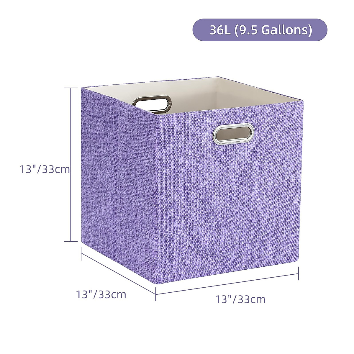ORGMASTER Foldable Cube Storage Bin Organizing Baskets Cubby Boxes Fabric Storage Cubes Organizer Bins with Handles for Organization Shelf Closet, 13"x13"x13", Pack of 4, Purple