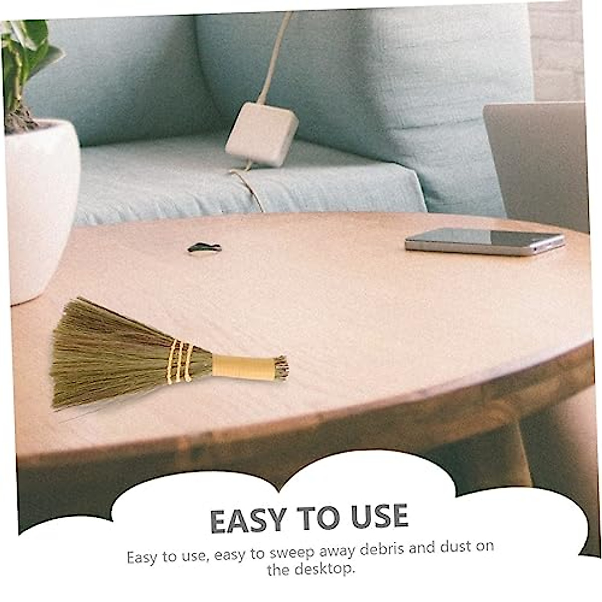 Amosfun 2pcs Miscanthus Small Broom AWN Mini Craft Brooms Wizard Broom Mini Cleaning Broom Tabletop Decor Miniature Artificial House Broom Cleaning Supplies Dark Brown Dried Miscanthus