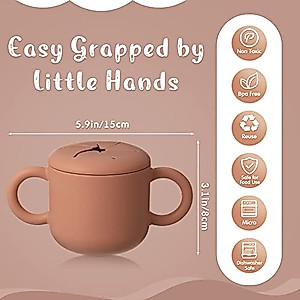 Zopeal 6 Pieces Silicone Snack Cups for Toddlers Spill Proof Food Container with Dust Proof Lid Double Handles for Infants Boys Girls, 6 Colors