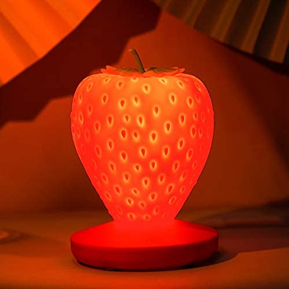Mudder Strawberry Night Light Cute Silicone Strawberry Lamp LED Decorative Night Light Kawaii Fruit Gifts 3 Modes Touch Gift for Room Decor(Red)