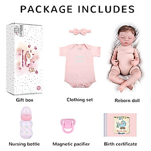 DCOLCO Reborn Baby Dolls Sleeping Girl - 19 Inches Cloth Body Realistic Newborn Baby Doll That Look Real for Kids Age 3+