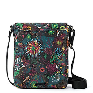 Sakroots On The Go Small Flap Messenger in Eco Twill, Adjustable Crossbody Strap, Rainbow Seascape