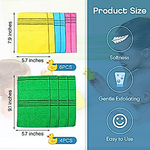 10 Pieces Korean Exfoliating Washcloth Mitt Asian Exfoliating Bath Body Scrub Mitt Italy Towel Double Sided Exfoliating Cloth Gloves Dead Skin Japanese Spa Wash Cloth (Mix Color)