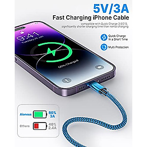 iPhone Charger [Apple MFi Certified] 3Pack 6FT Lightning Cable Nylon Braided iPhone Charging Cable Fast Charging iPhone Charger Cord Compatible with iPhone 14 13 12 11 Pro Max XR XS X 8 7 6 Plus SE