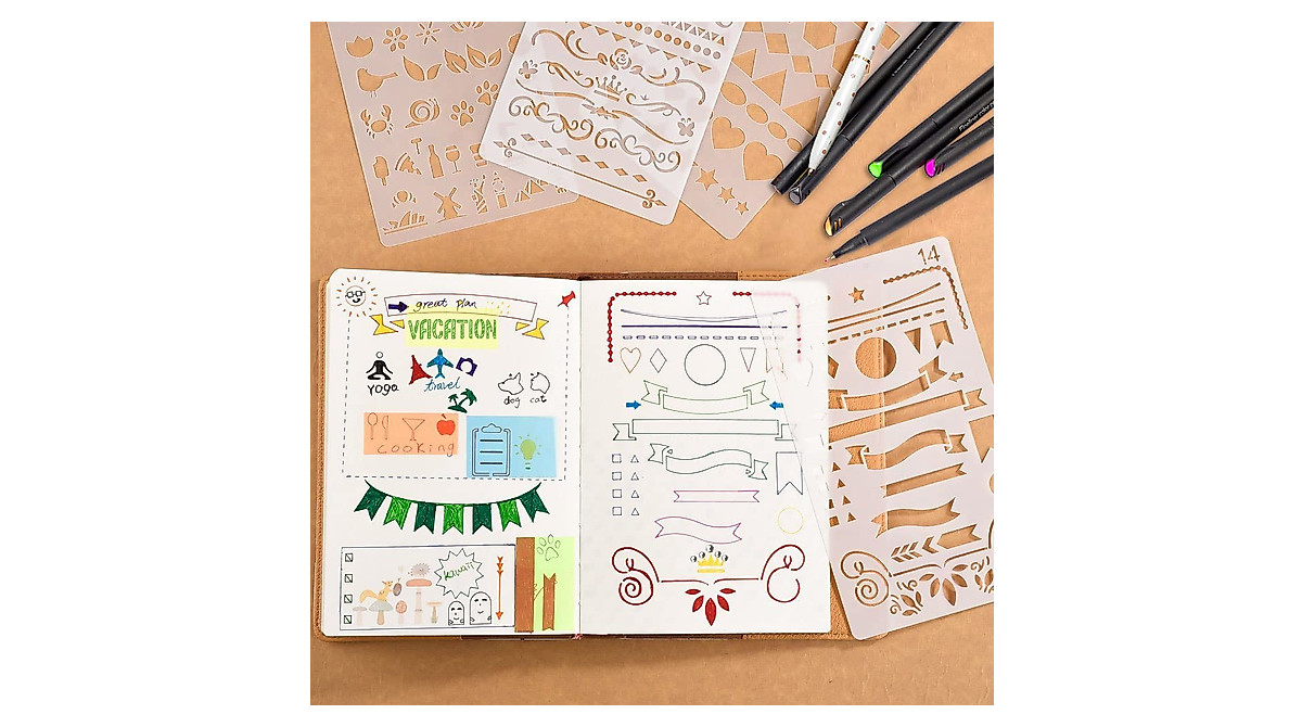 30 PCS Journal Stencils for Planner Diary Scrapbook 4x7"