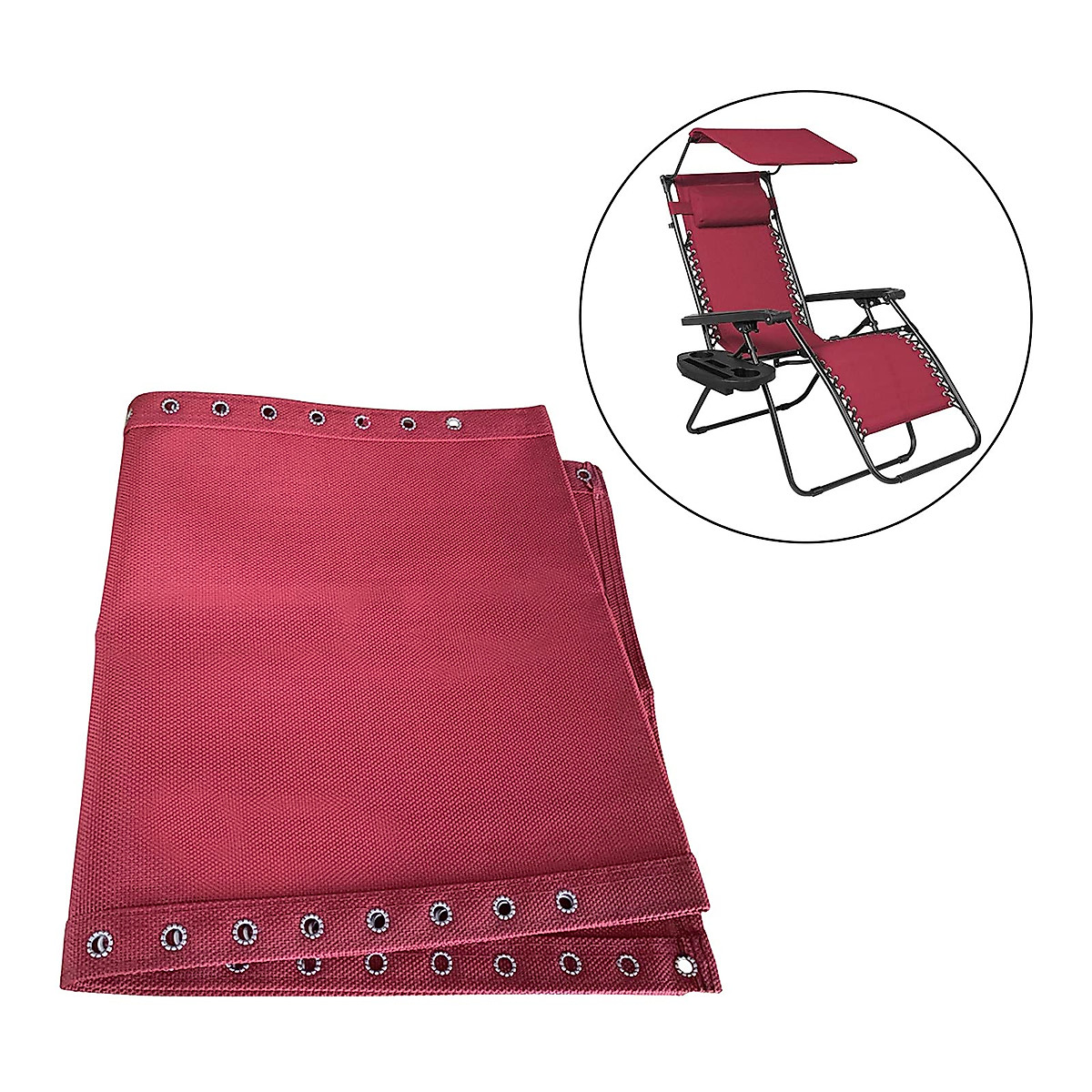 Duiaynke Durable Folding Lounge Repair Cloth Part Beach Pool Lawn Recliner Lounge Large Mesh Cloth Cover Zero Gravity Chair Cloth (Wine Red)