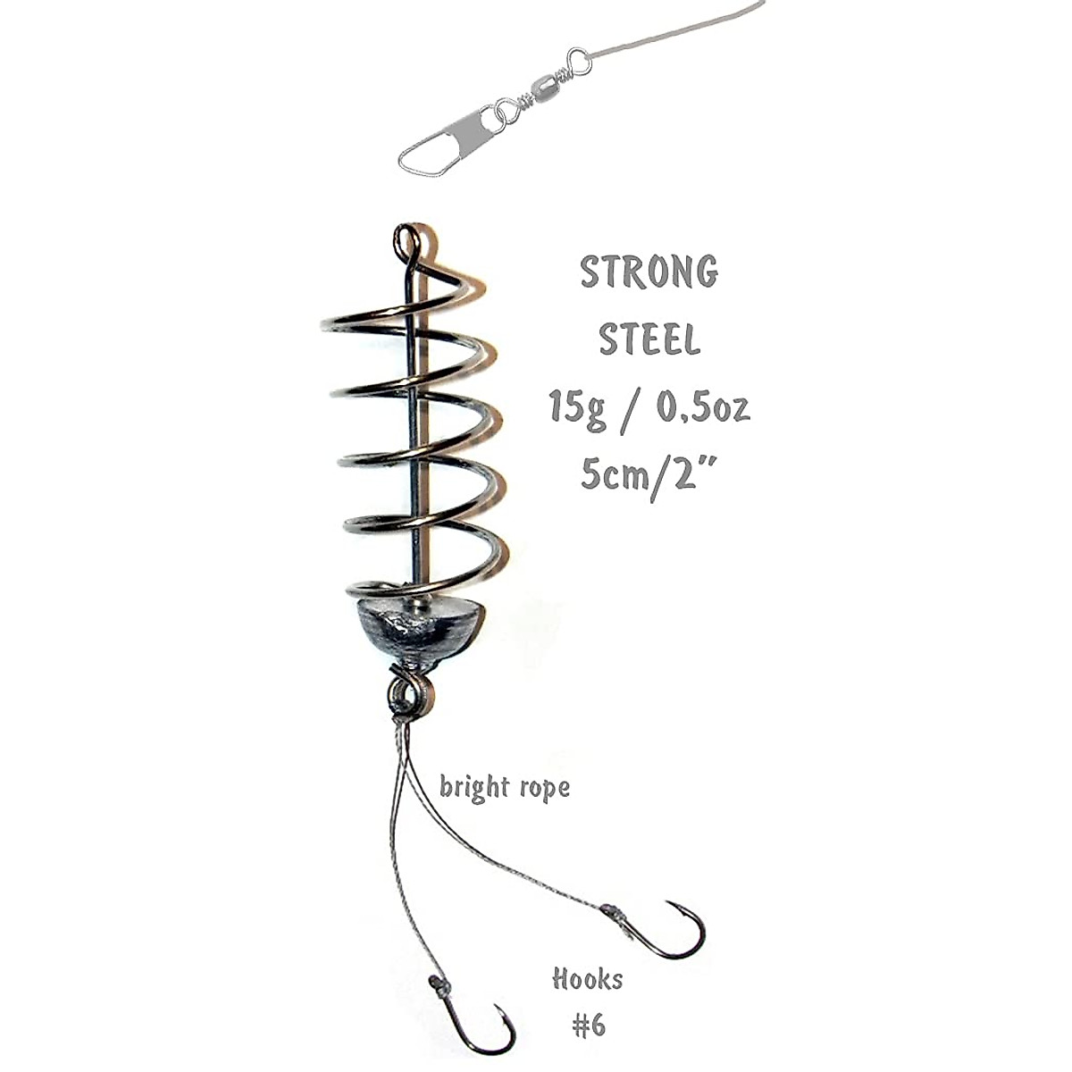 4pcs Carp Spring Fishing Bait Feeder 0.53oz/15g Fishing Rig Hook #6 Coarse Fishing Tackle