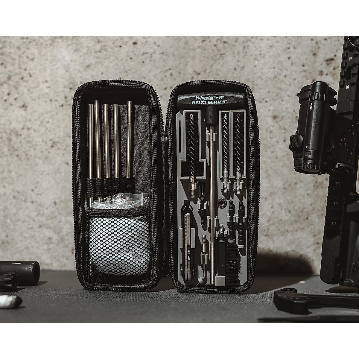 Wheeler Compact Tactical Rifle Cleaning Kit with Compact Storage Case for .22 to .30 Caliber Firearms and Maintenance