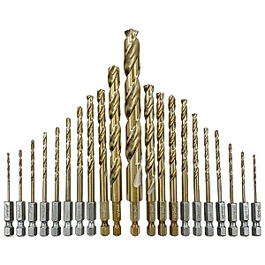 NordWolf 7-Piece M35 Cobalt Drill Bit Set for Stainless Steel, Hard Metals & Cast Iron, Jobber Length with 1/4" Hex Shank, SAE Sizes 1/8"(x3)-3/16"(x2)-1/4"(x2)