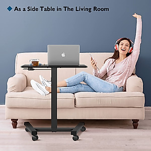 BONTEC 25.6 x 17.7 Inch Mobile Stand Up Desk, Podium, Rolling Standing Desk Up to 33LBS with Wheels and Stoppers, Laptop Standing Desk Height Adjustable, Black