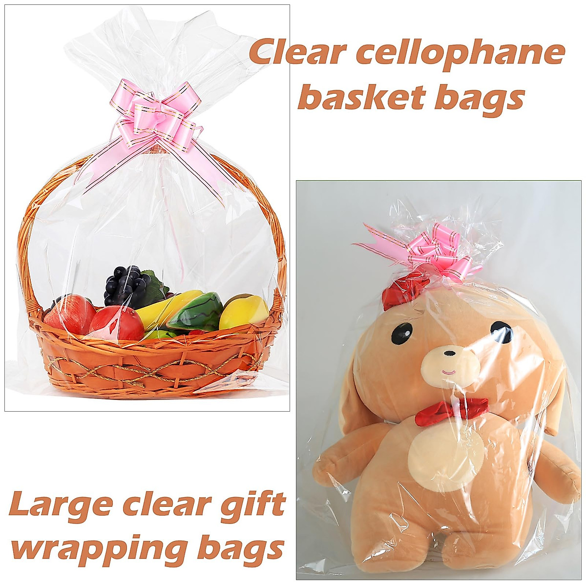 14 x 20 inches Large Resealable Cellophane Bags, 100ct Plastic Clear Self-sealing Gift Bags Self-Adhesive Sealing Plastic Cello Bags in Bulk for Gifts and Clothes, Basket Gift Bags, 100 pcs